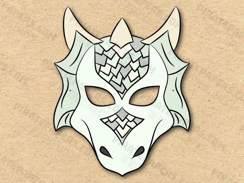White Dragon Mask Printable, Paper DIY for Kids and Adults. PDF ...
