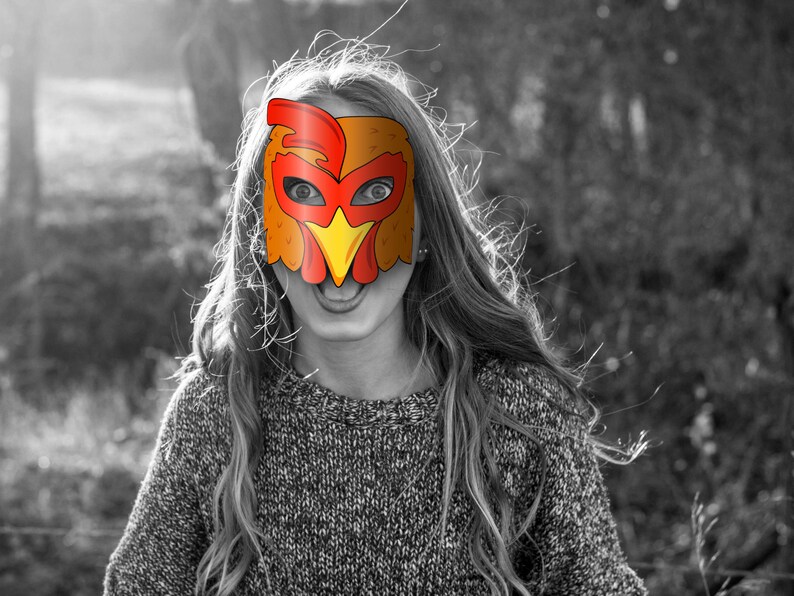 Rooster Mask Printable Сoock Сhicken Paper DIY for Kids - Etsy