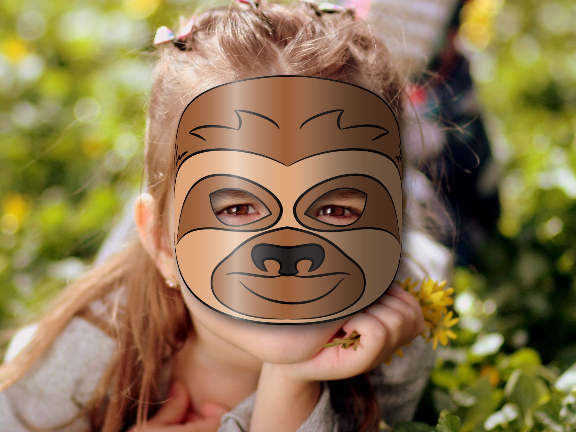 Sloth Masks Printable Color Coloring, Paper DIY for Kids and Adults ...