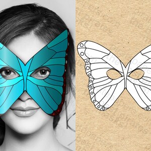Butterfly Masks Printable Color Coloring Blue Morpho Paper - Etsy