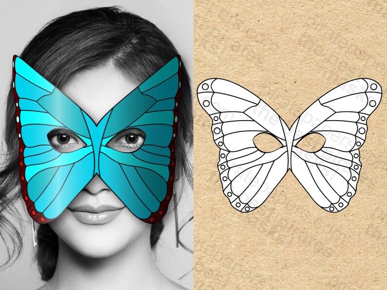 Butterfly Masks Printable Color Coloring Blue Morpho Paper - Etsy