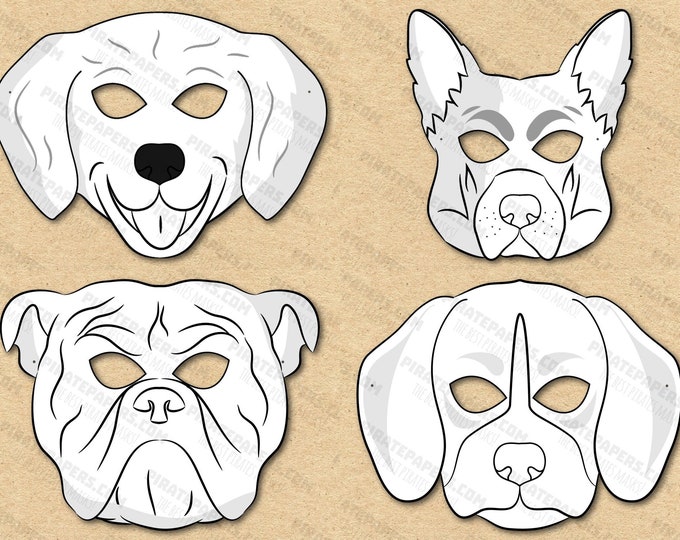 Dog Breed Printable Coloring Masks, Boston Terrier Mask, Pug Mask ...