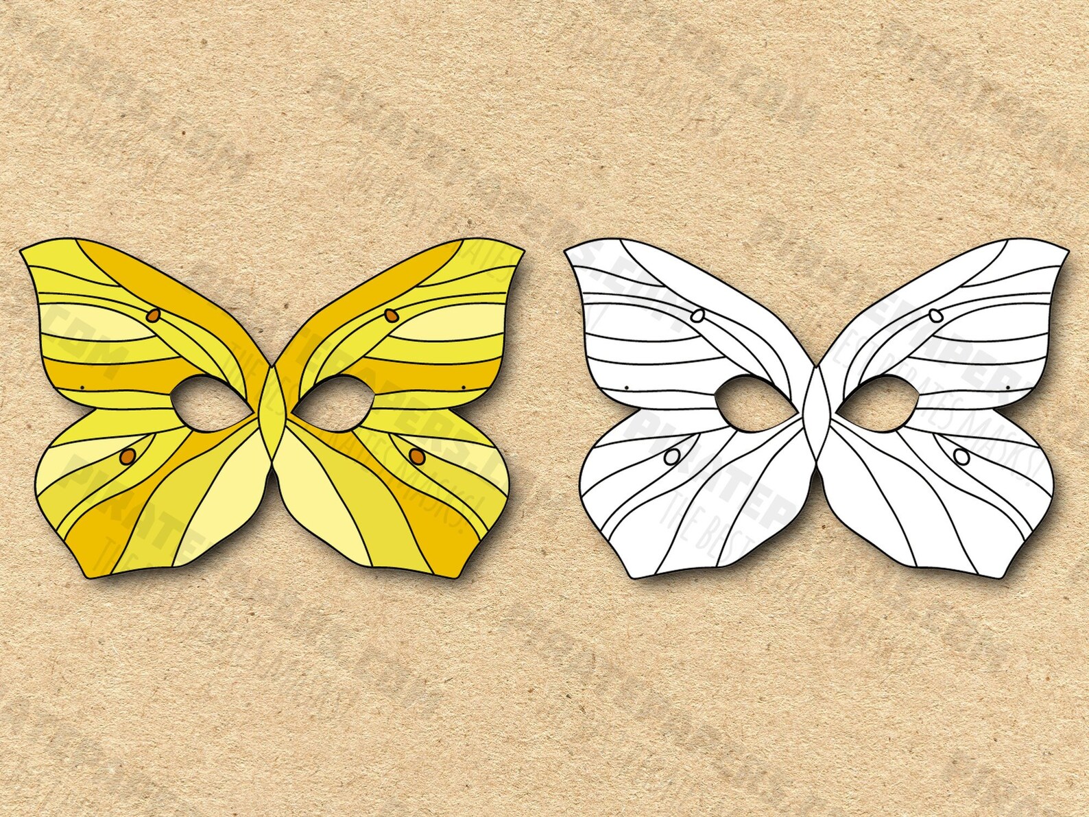 Butterfly Masks Printable Color Coloring Brimstone, Paper DIY for Kids ...