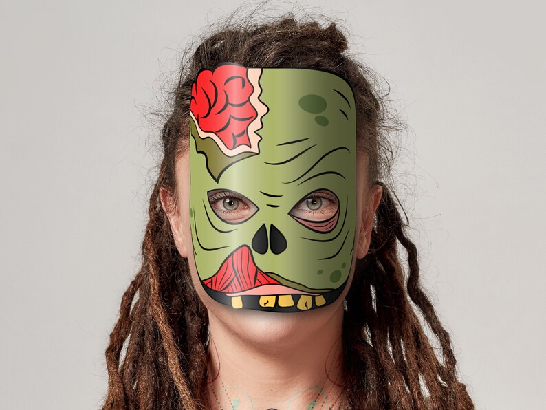Zombie Mask Printable, Paper DIY for Kids and Adults. PDF Template ...