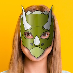Dinosaur Triceratops Mask Printable, Paper DIY for Kids and Adults. PDF ...
