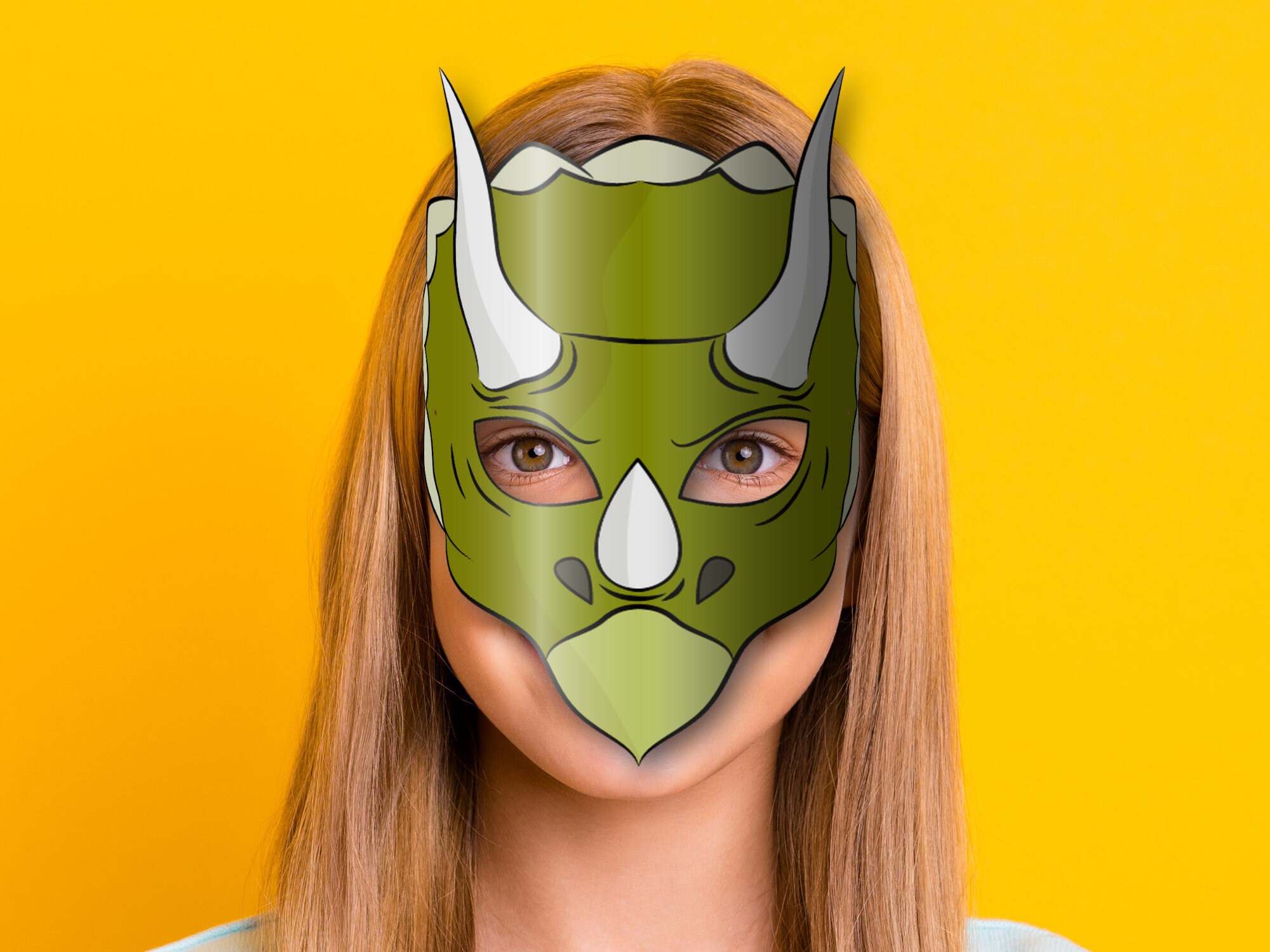 Dinosaur Triceratops Masks Printable Color Coloring, Paper DIY for Kids ...