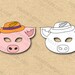 Pig 2 Color Coloring Printable Mask the Three Little Pigs, Paper DIY ...