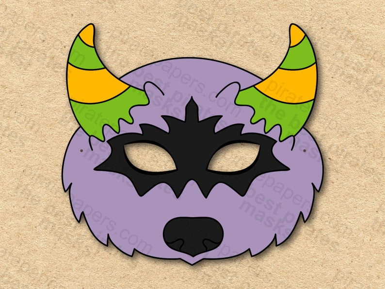 Monster 7 Masks Printable Color Coloring Paper DIY for - Etsy