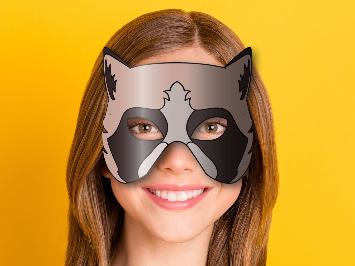 Raccoon Mask Printable, Paper DIY for Kids and Adults. PDF Template ...