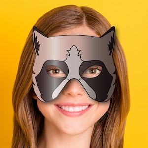 Raccoon Mask Printable, Paper DIY for Kids and Adults. PDF Template ...