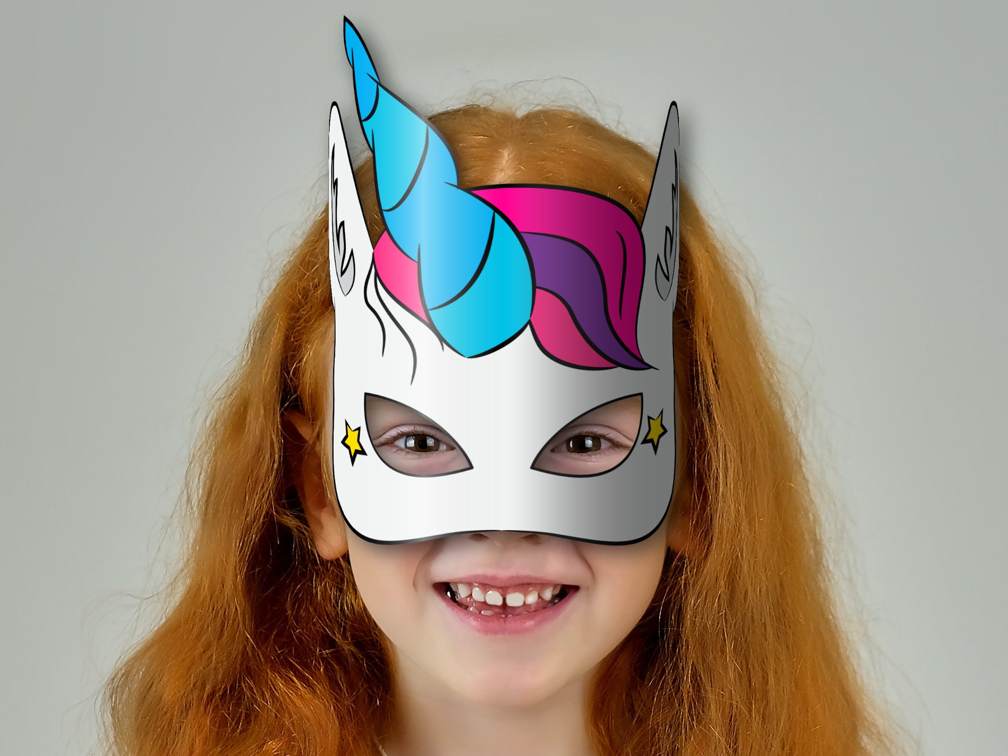 Unicorn Mask Printable, Paper DIY for Kids and Adults. PDF Template ...
