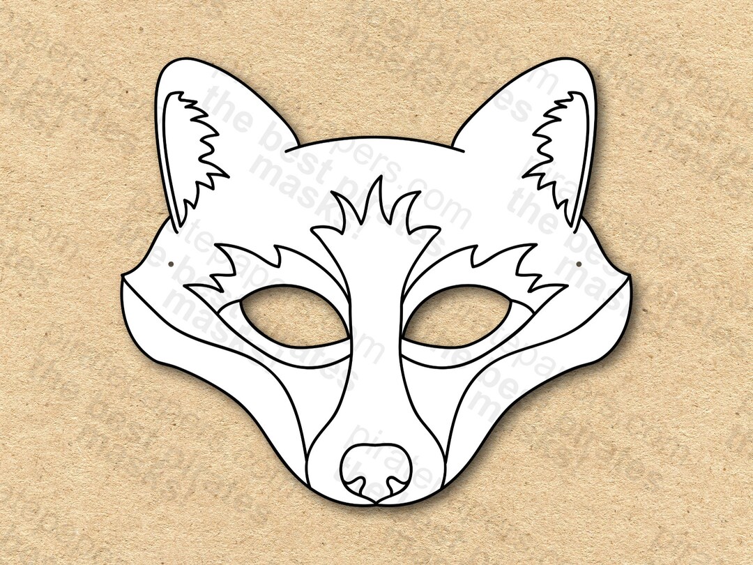 Fox Mask Printable Coloring Paper DIY for Kids and Adults. - Etsy