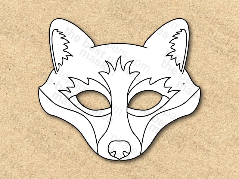 Fox Mask Printable Coloring Paper DIY for Kids and Adults. - Etsy