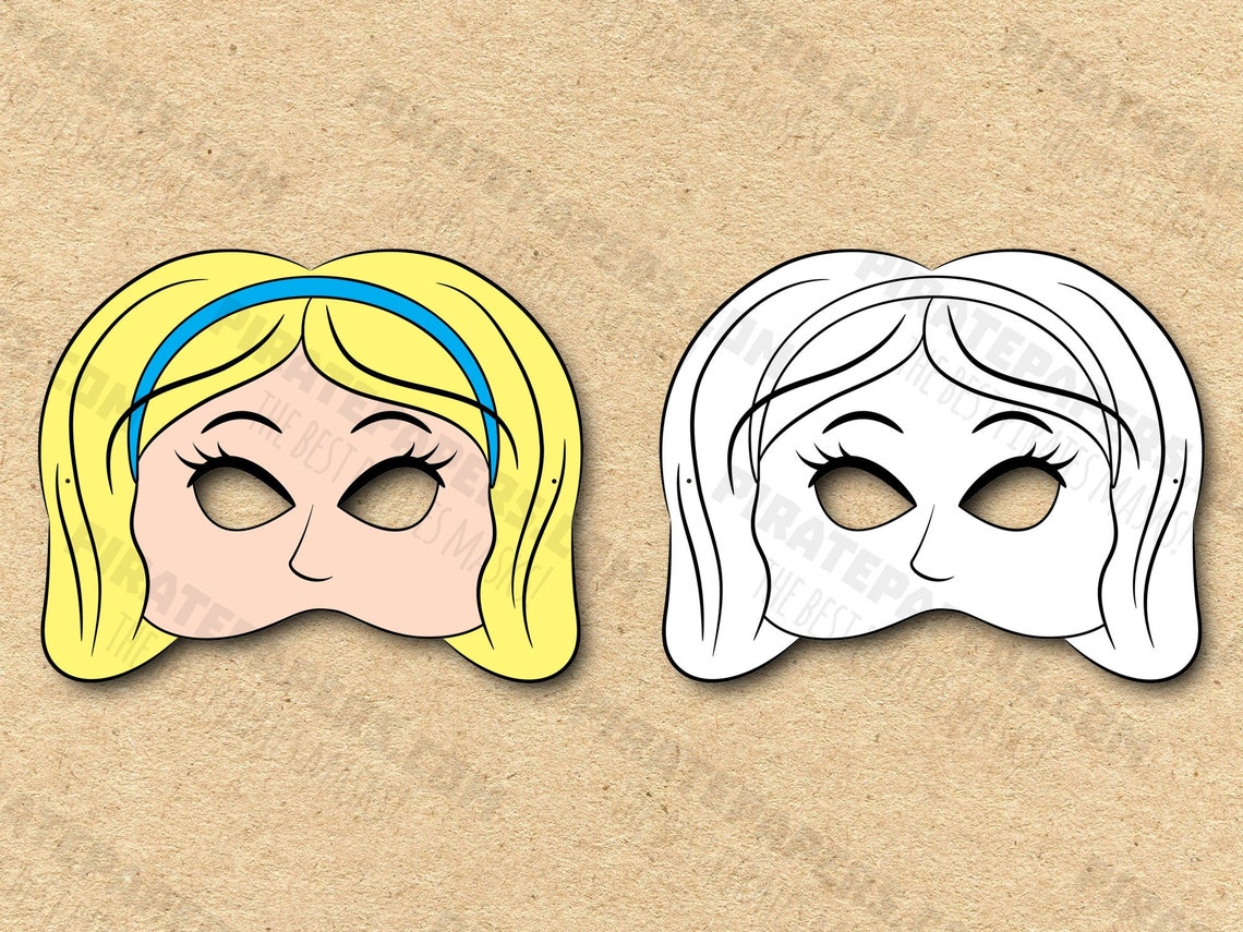 Alice Masks Printable Color Coloring alice in Wonderland, Paper DIY for ...
