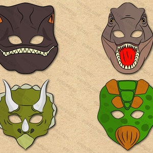 Dinosaurs Masks Printable, Velociraptor, T-rex, Triceratops ...