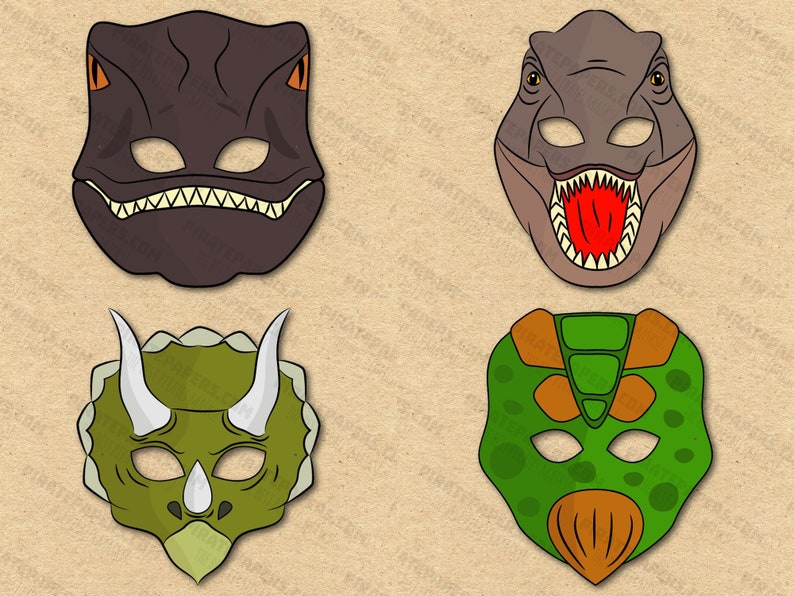 Dinosaurs Masks Printable Velociraptor T-rex Triceratops - Etsy