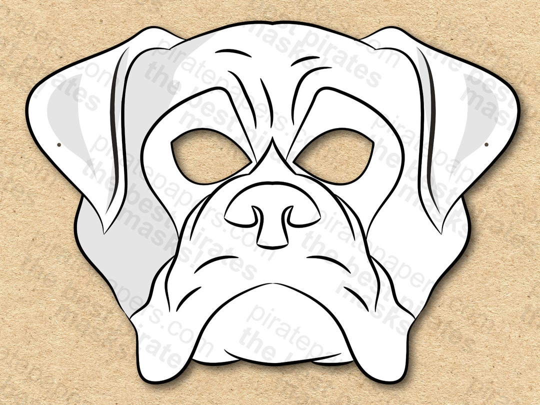 Dog Boxer Mask Printable Coloring Breed Paper DIY for Kids - Etsy