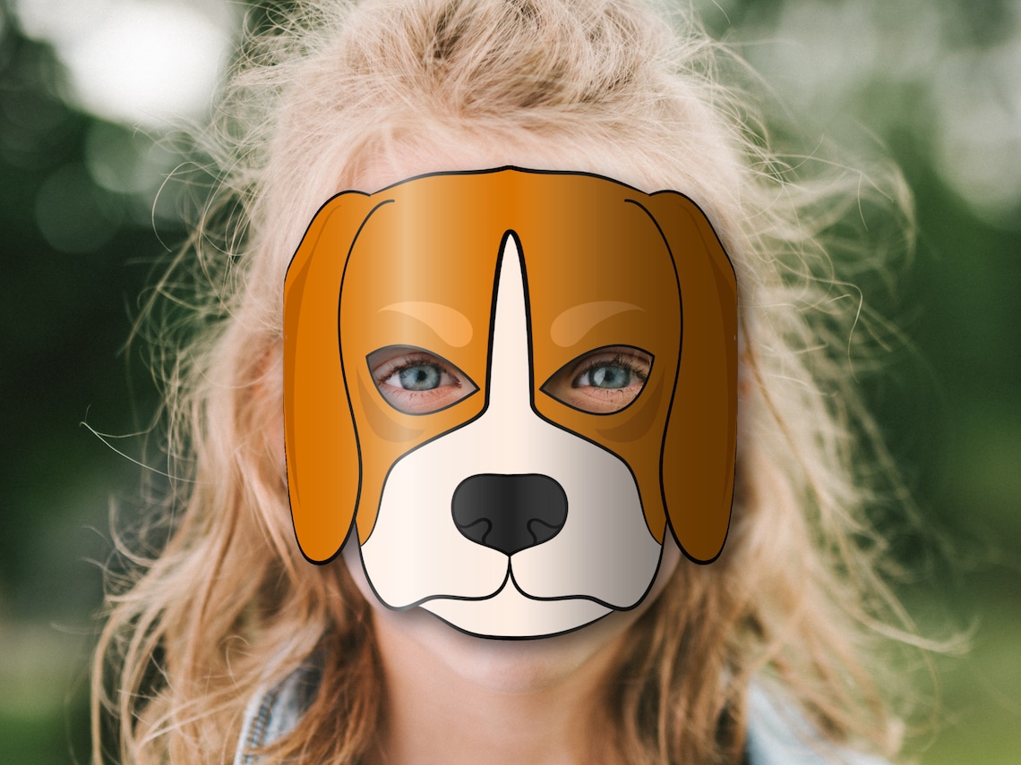 Dog Beagle Mask Printable Breed, Paper DIY for Kids and Adults. PDF ...