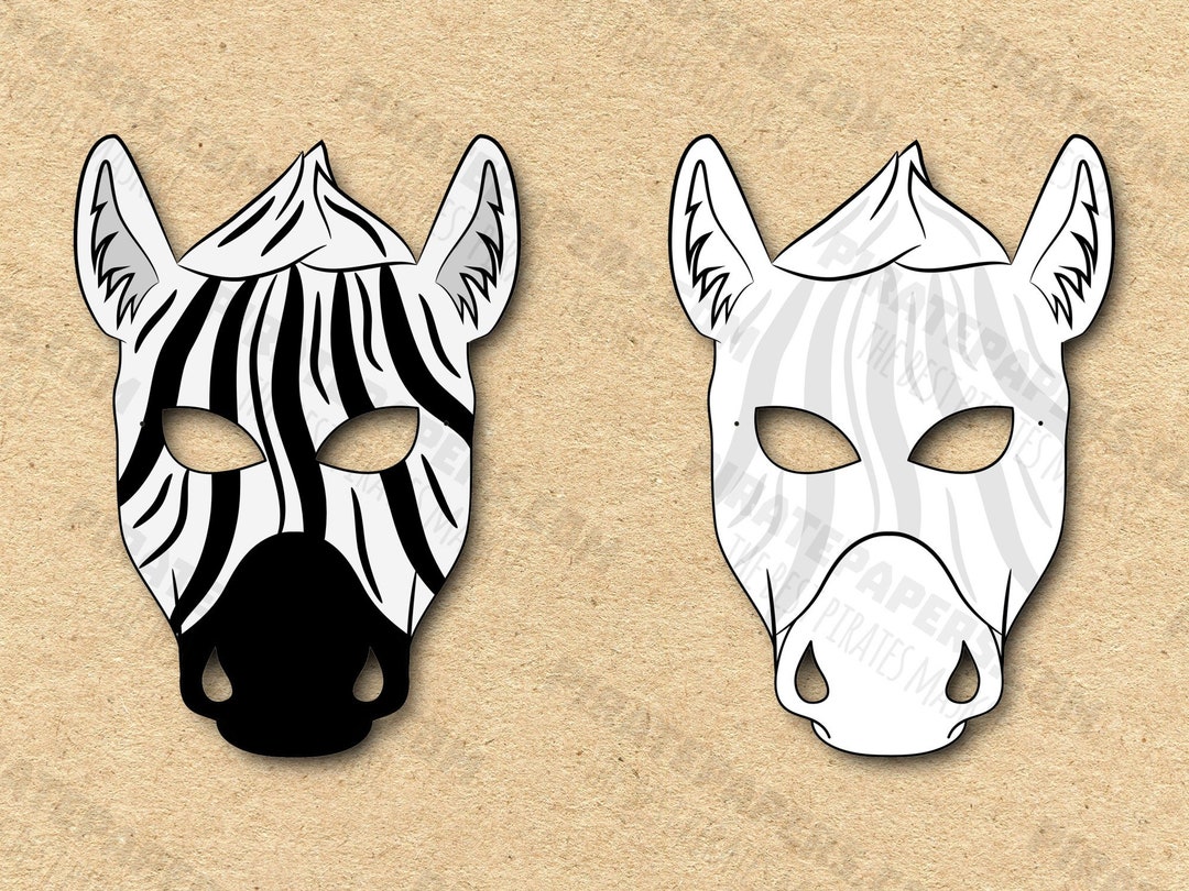 Zebra Masks Printable Color + Coloring, Paper DIY for Kids and Adults ...