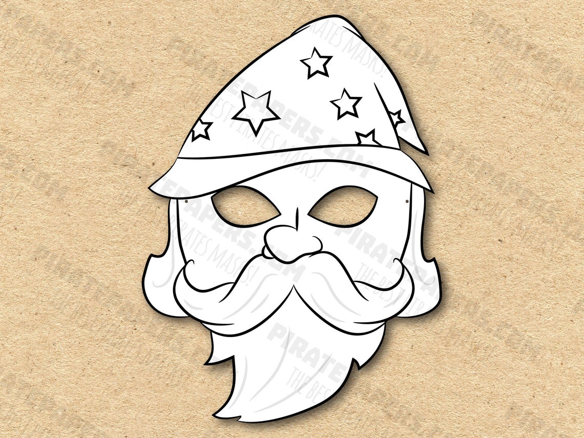 Fairy Tale 2 Masks Printable Coloring, Wizard, Knight, Old Woman, Old ...
