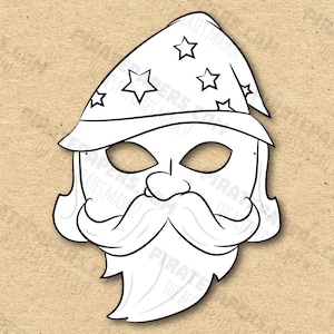 Fairy Tale 2 Masks Printable Coloring, Wizard, Knight, Old Woman, Old ...