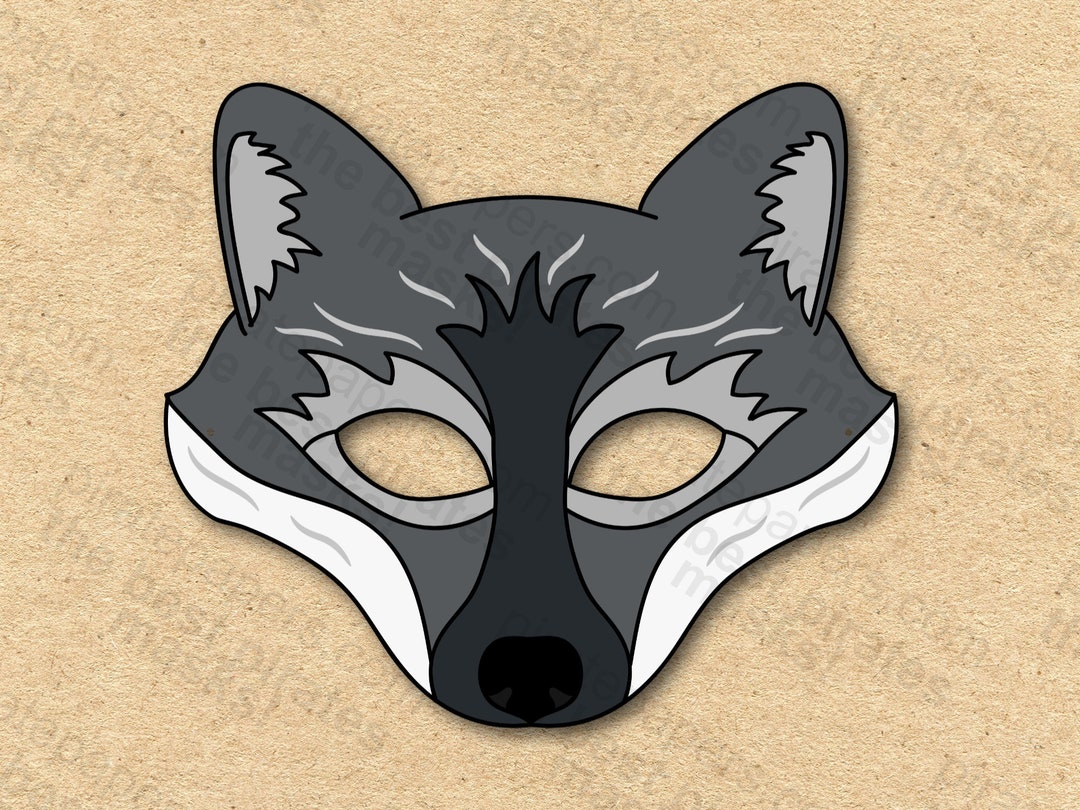 Gray Fox Mask Printable Paper DIY for Kids and Adults. PDF - Etsy