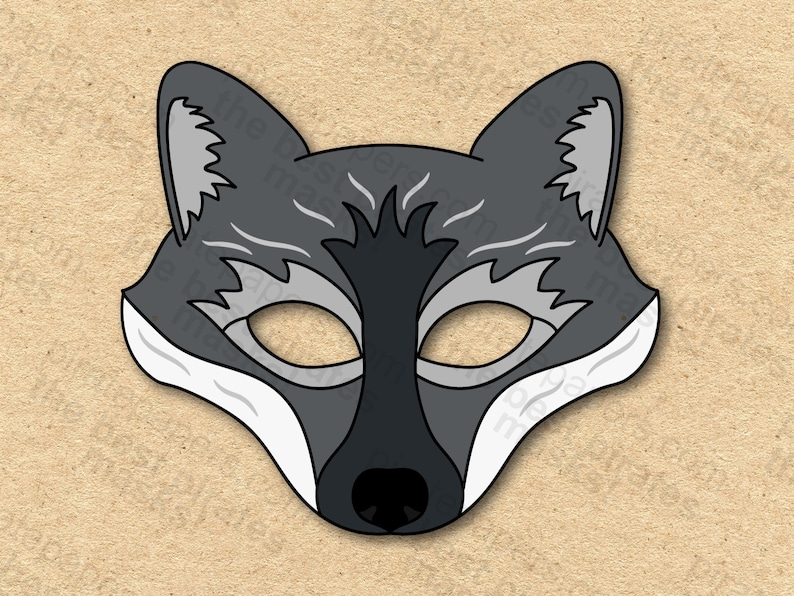 Gray Fox Mask Printable Paper DIY for Kids and Adults. PDF - Etsy