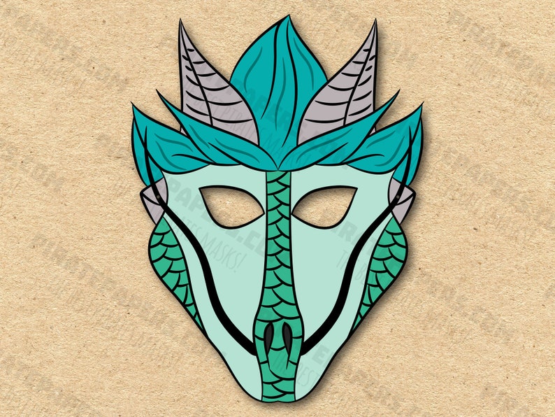 Kind Dragon Mask Printable, Paper DIY for Kids and Adults. PDF Template ...