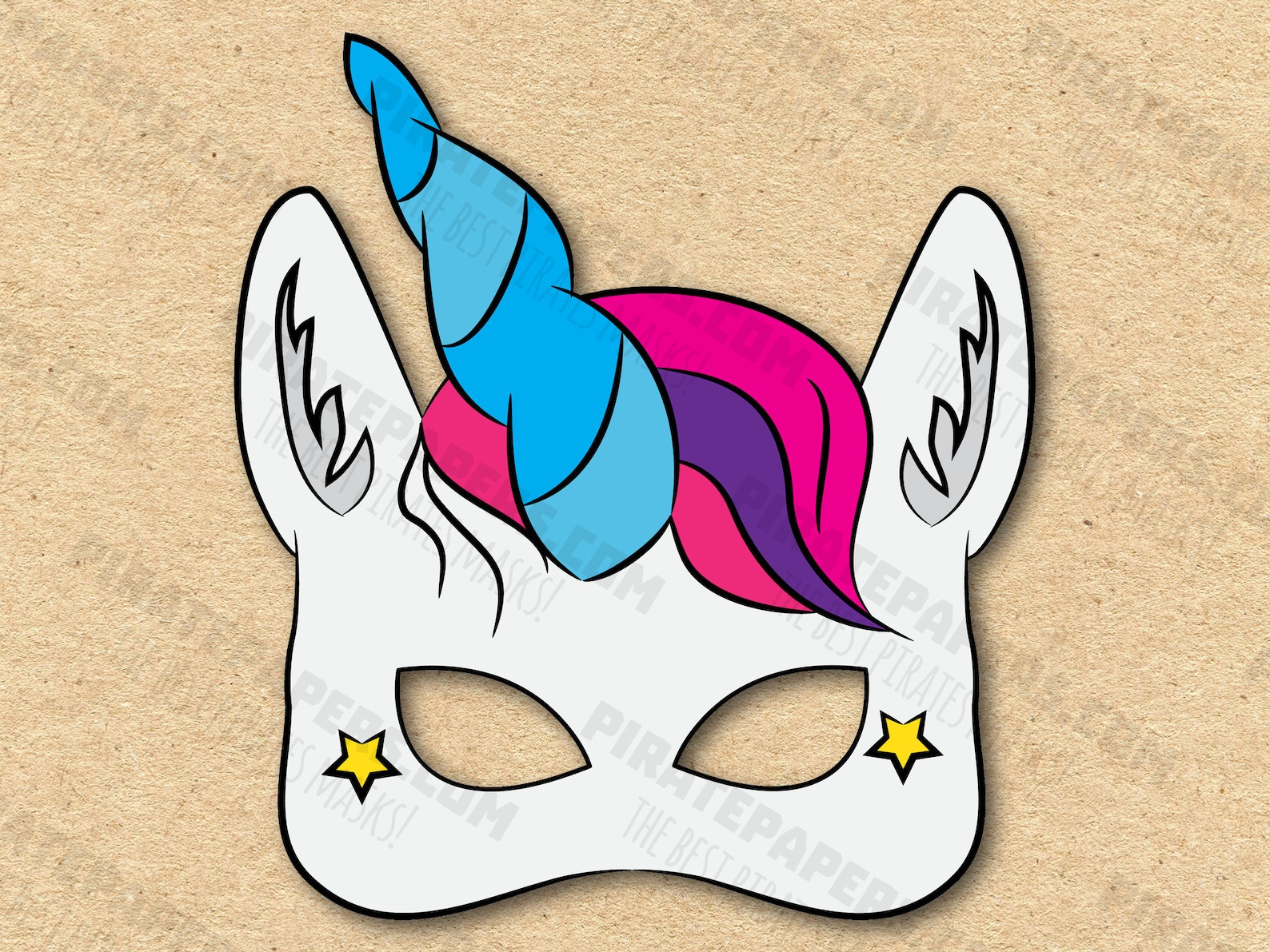 Unicorn Mask Printable, Paper DIY for Kids and Adults. PDF Template ...