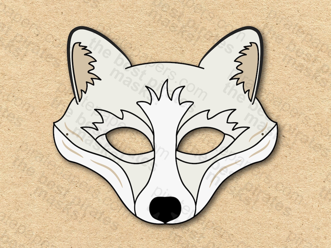 White Fox Mask Printable Paper DIY for Kids and Adults. PDF - Etsy