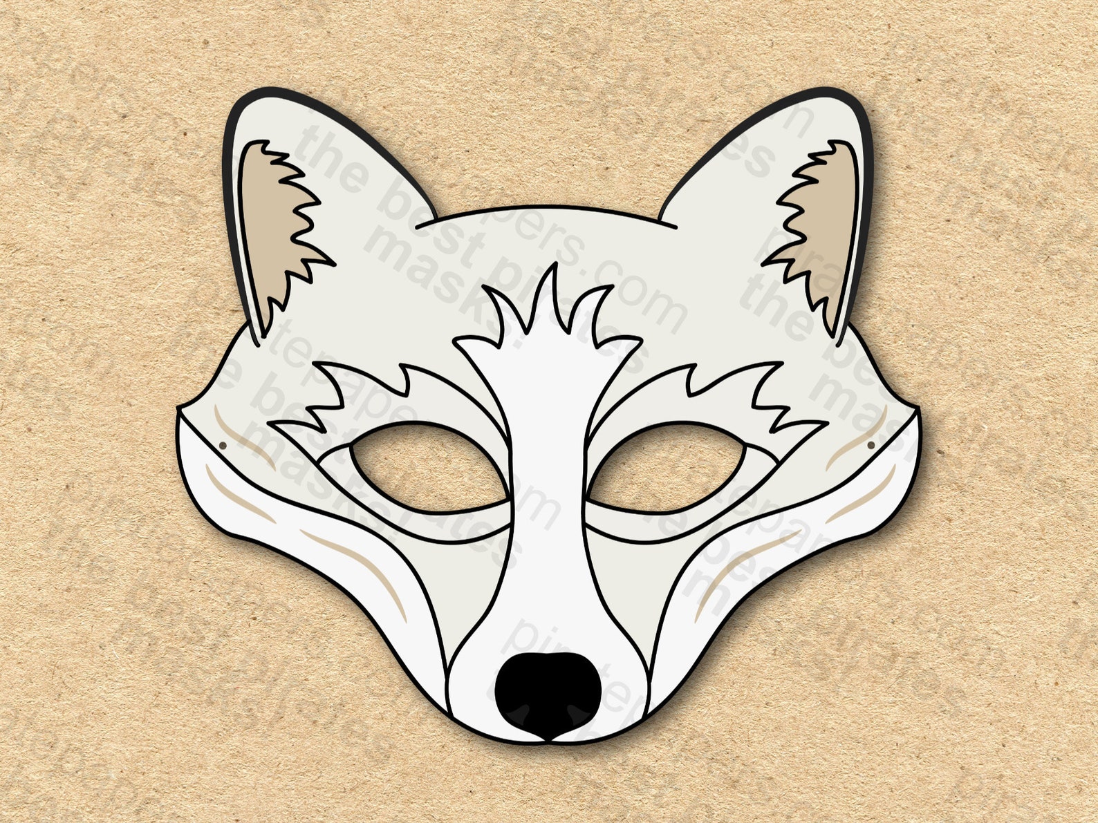 White Fox Mask Printable Paper DIY for Kids and Adults. PDF - Etsy