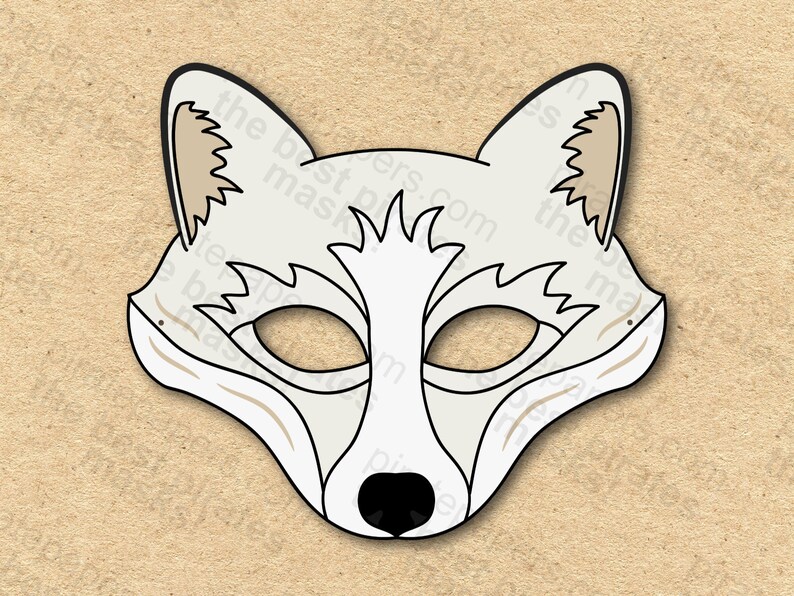White Fox Mask Printable Paper DIY for Kids and Adults. PDF - Etsy