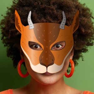 Antelope Mask Printable, Paper DIY for Kids and Adults. PDF Template ...