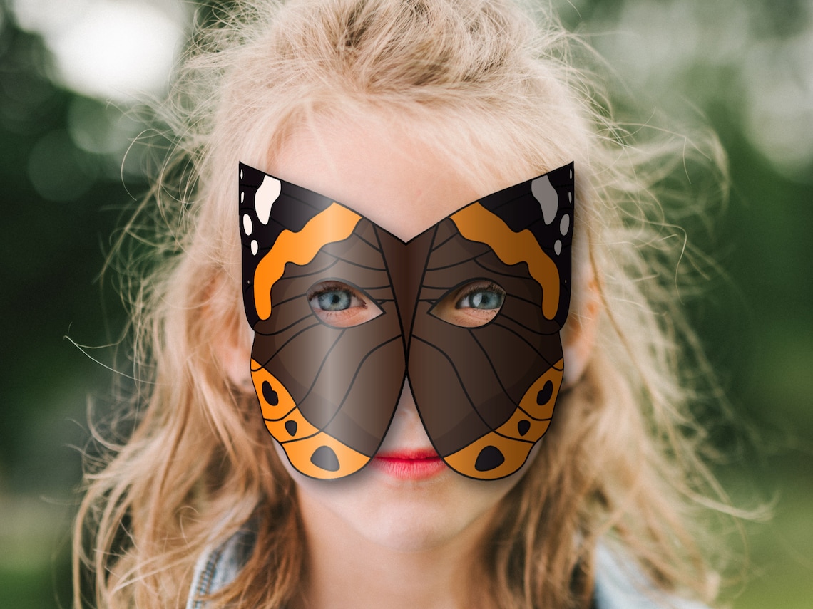Butterfly Mask Printable Red Admiral, Paper DIY for Kids and Adults ...