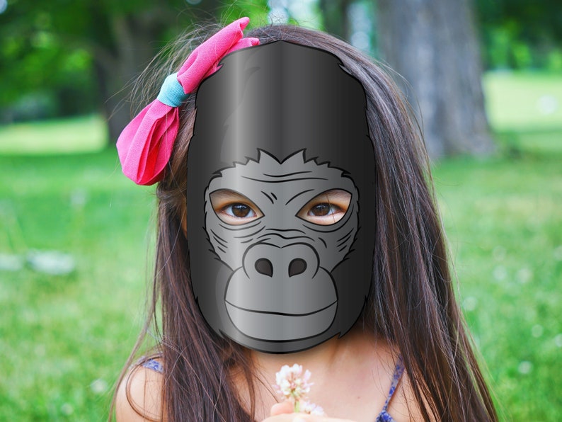 Gorilla Mask Printable, Paper DIY for Kids and Adults. PDF Template ...