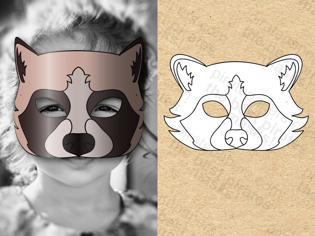 Raccoon Masks Printable Color Coloring Paper DIY for Kids - Etsy