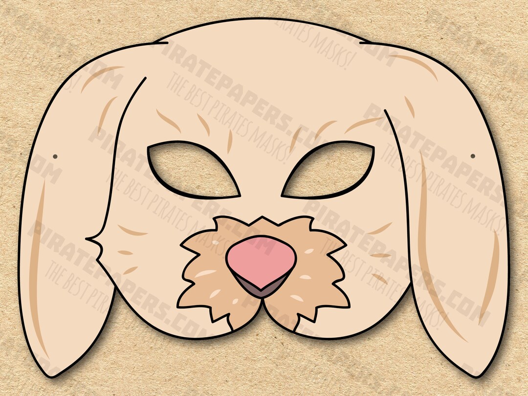Rabbit Mask Printable, Paper DIY for Kids and Adults. PDF Template ...