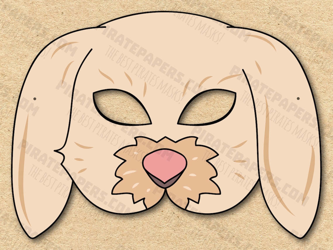 Rabbit Mask Printable, Paper DIY for Kids and Adults. PDF Template ...