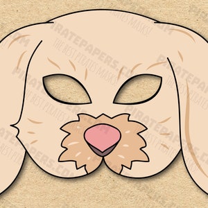 Rabbit Mask Printable, Paper DIY for Kids and Adults. PDF Template ...