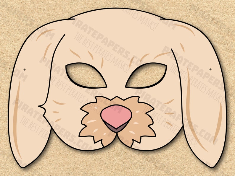 Rabbit Mask Printable, Paper DIY for Kids and Adults. PDF Template ...
