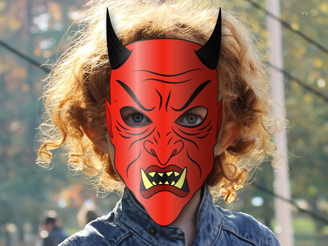 Demon Mask Printable, Paper DIY for Kids and Adults. PDF Template ...