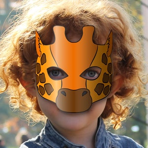 Giraffe Mask Printable, Paper DIY for Kids and Adults. PDF Template ...