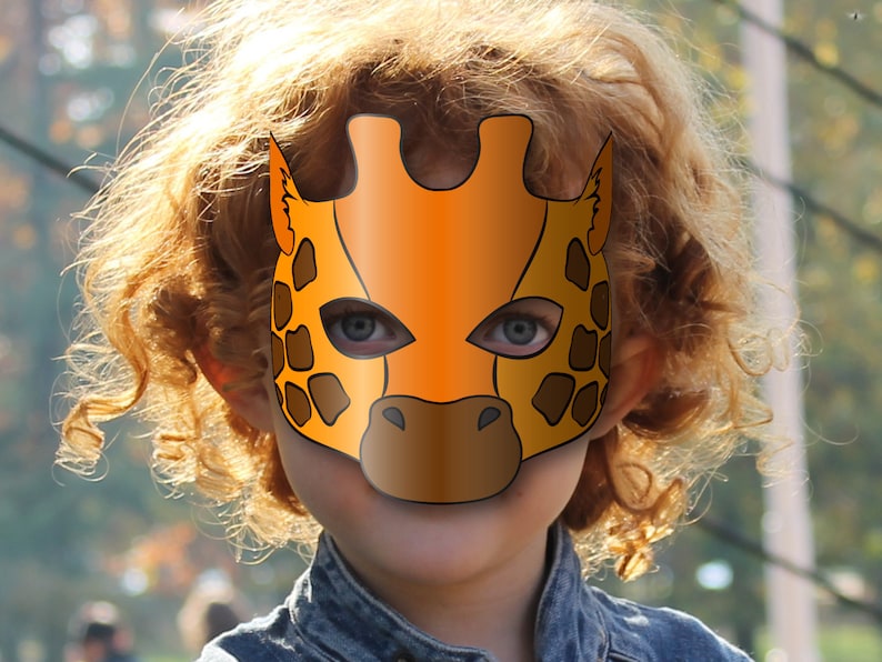 Giraffe Mask Printable, Paper DIY for Kids and Adults. PDF Template ...