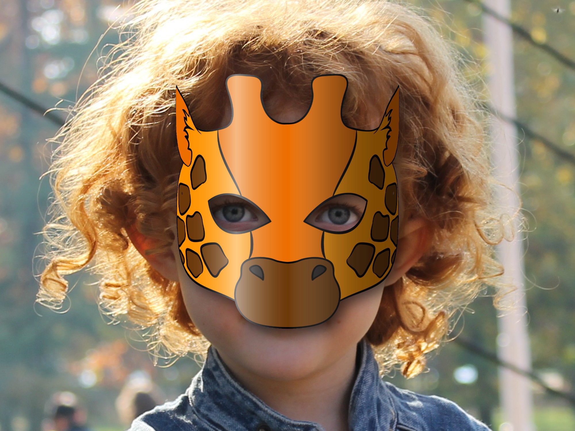 Giraffe Mask Printable, Paper DIY for Kids and Adults. PDF Template ...