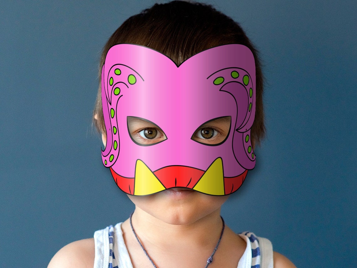 Monster 1 Mask Printable, Paper DIY for Kids and Adults. PDF Template ...