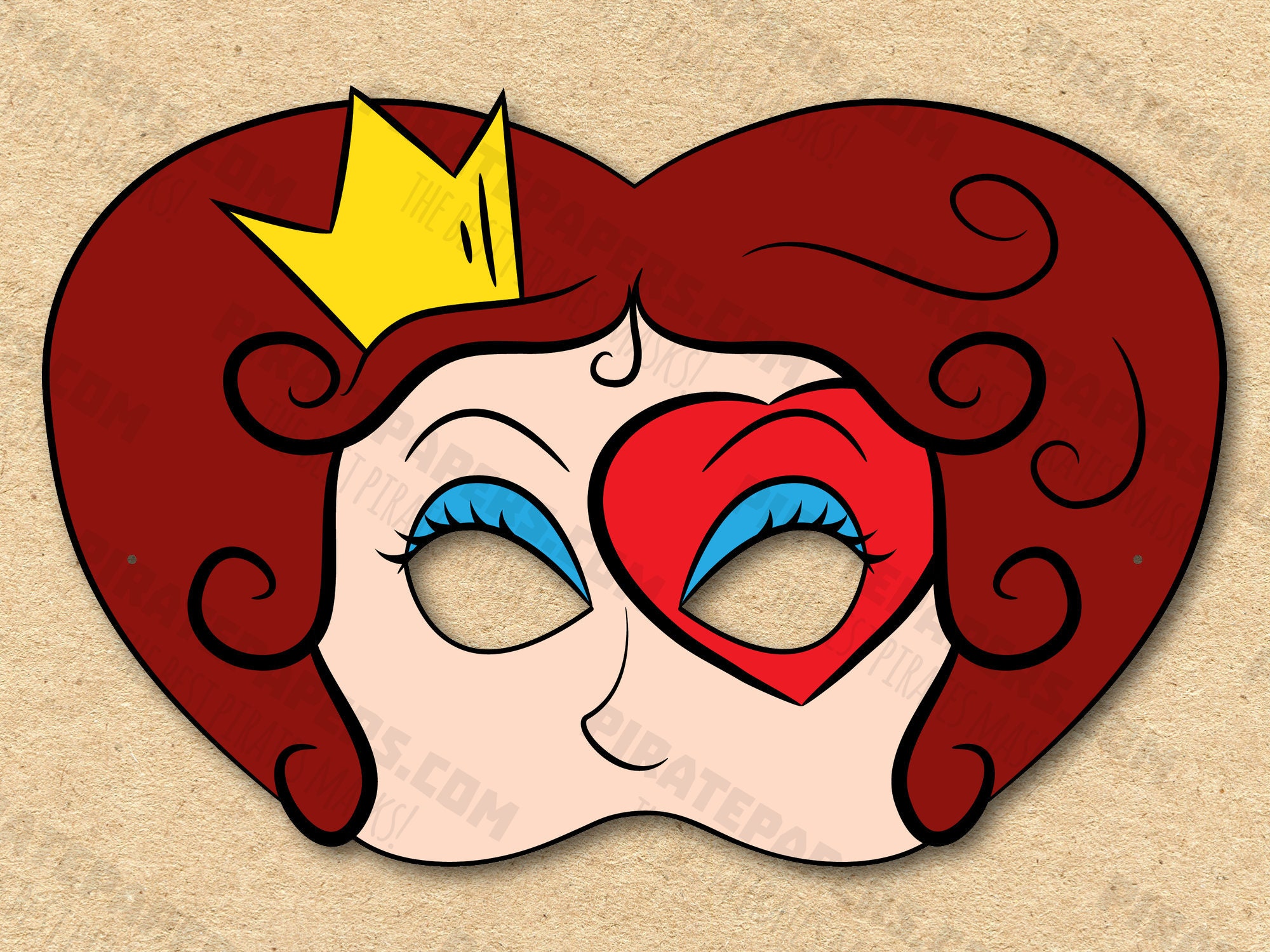 Queen of Hearts Mask Printable alice in Wonderland, Paper DIY for Kids ...