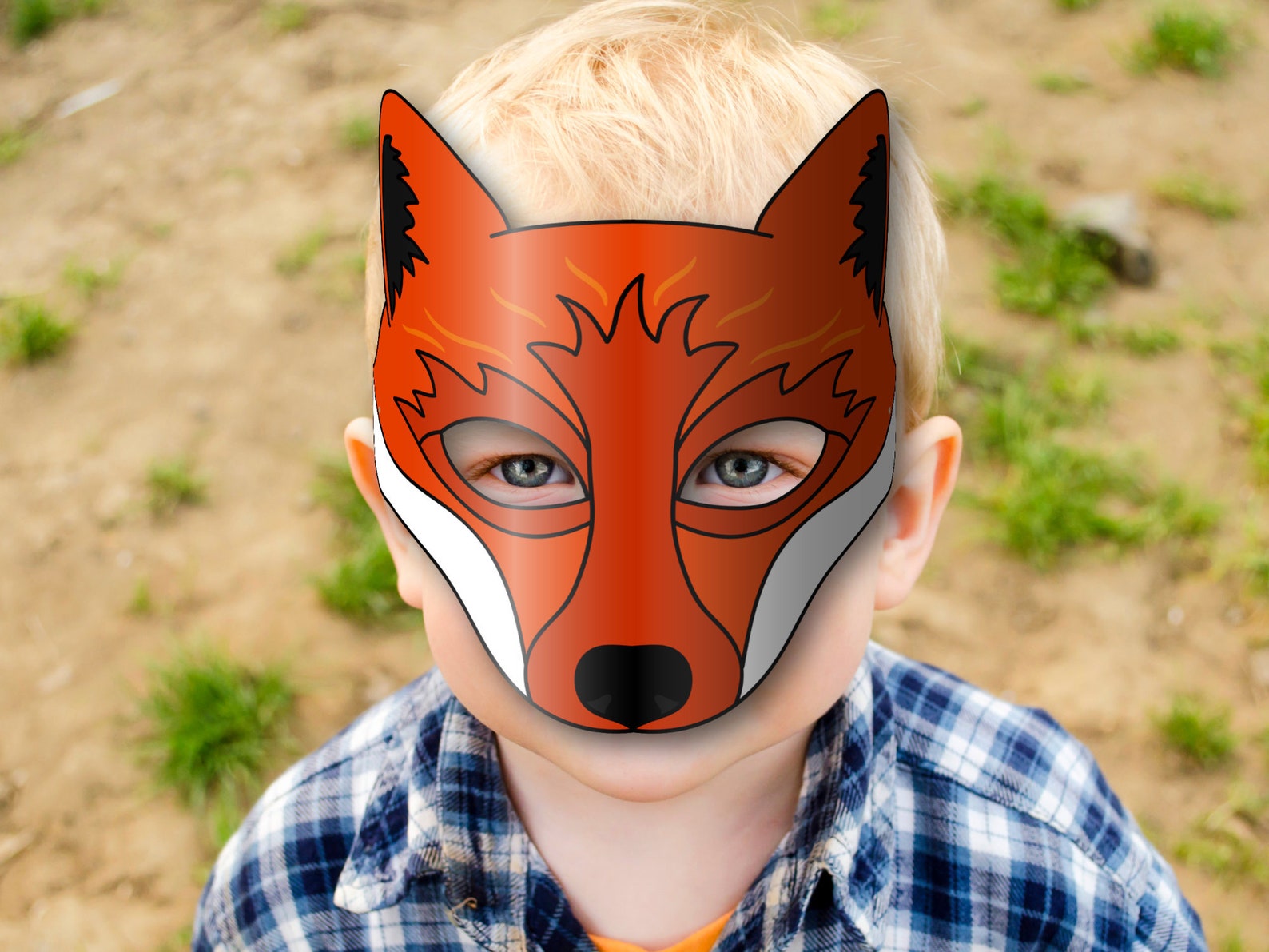 Red Fox Mask Printable, Paper DIY for Kids and Adults. PDF Template ...