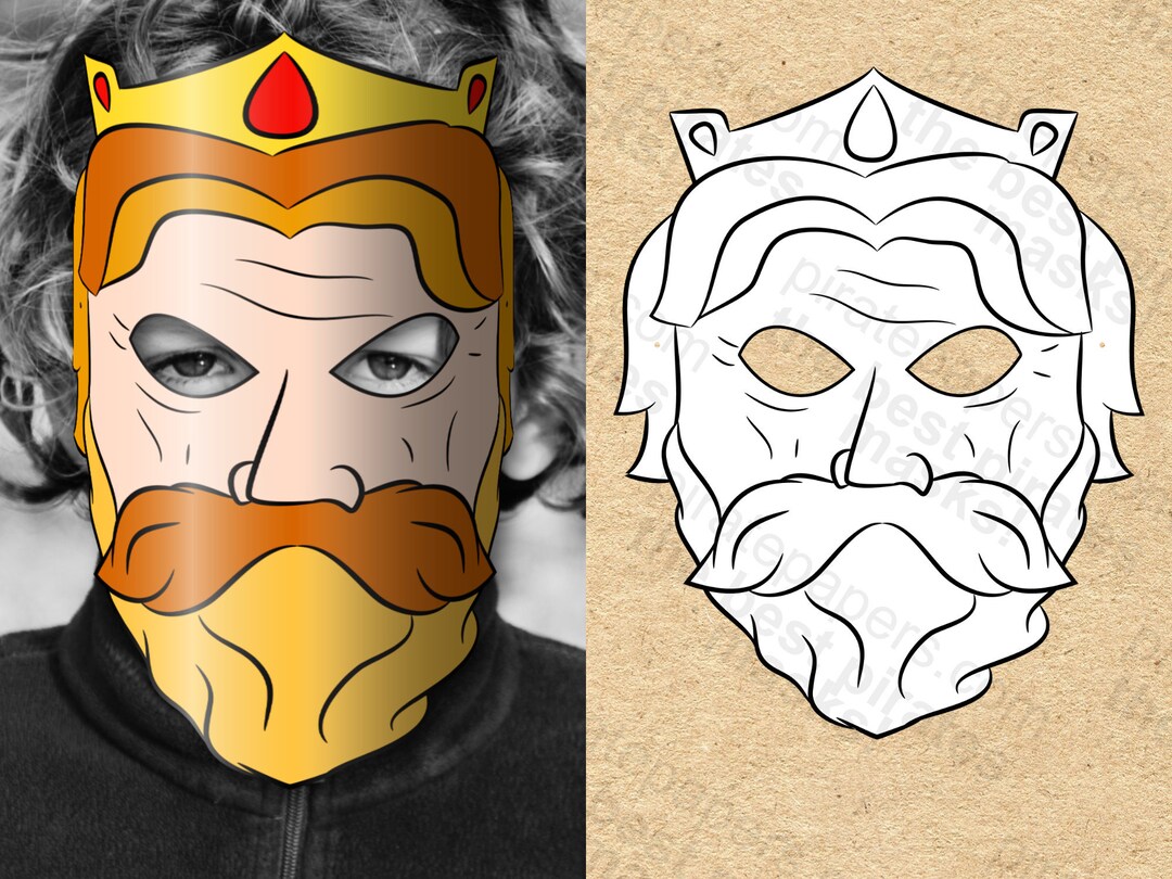 King Masks Printable Color Coloring Paper DIY for Kids and - Etsy