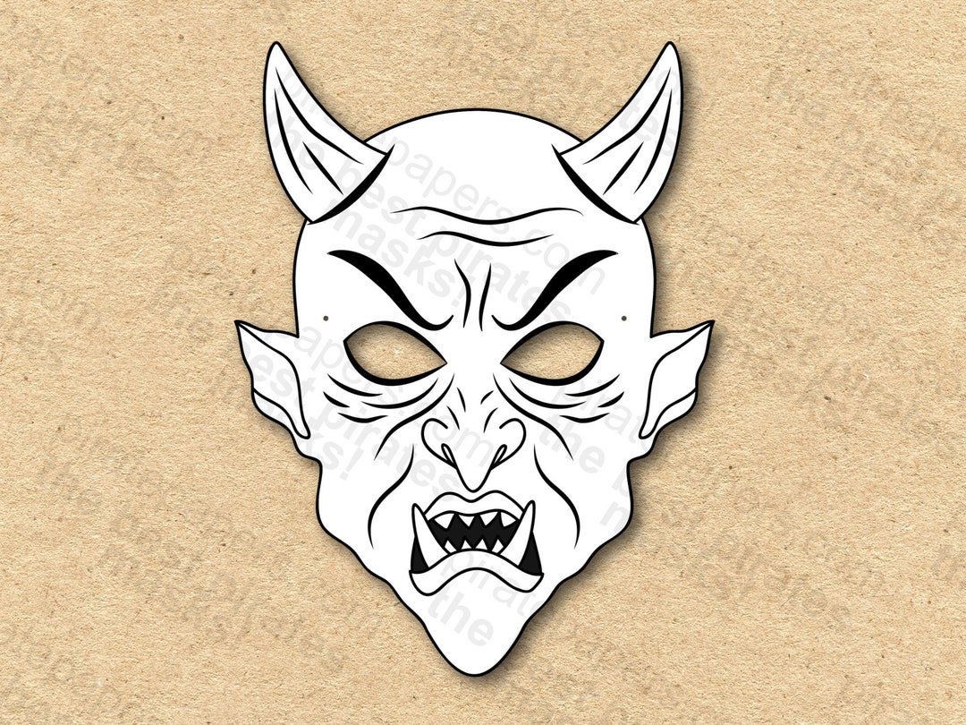Demon Mask Printable Coloring Paper DIY for Kids and Adults. - Etsy