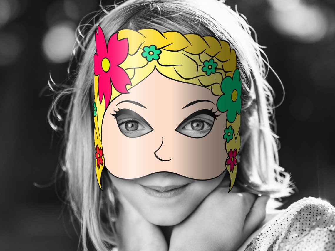 Rapunzel Mask Printable Paper DIY for Kids and Adults. PDF - Etsy